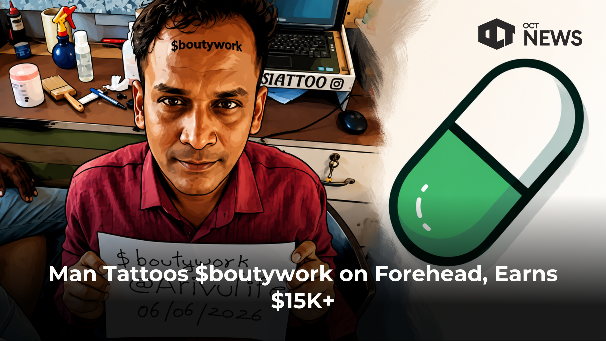 Man Tattoos $boutywork on Forehead, Earns $15K+ | Our Crypto Talk